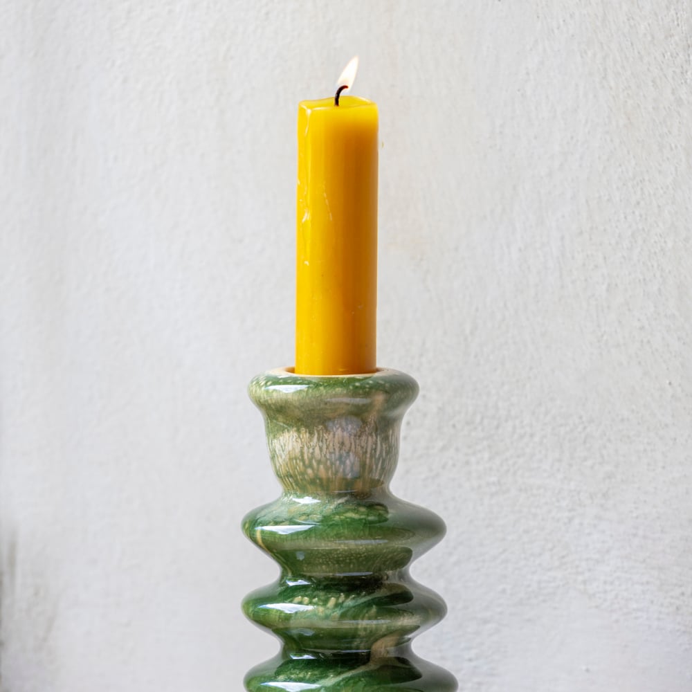 Glazed Candlestick Green - Grand Illusions